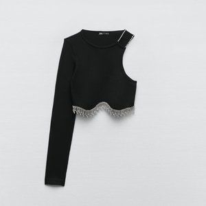 Zara | Tops | Zara Seamless Rhinestone Top | Poshmark